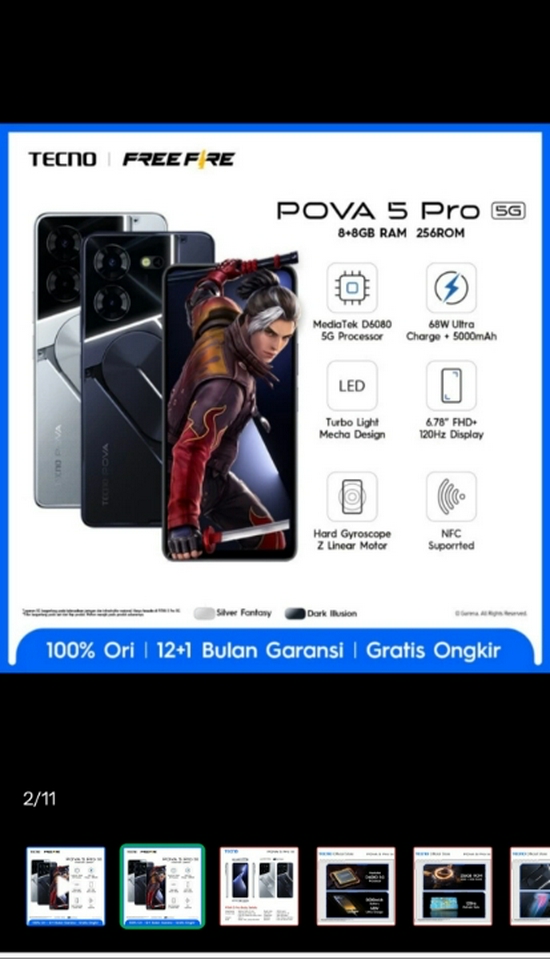 TECNO POVA 5 PRO 5G 8/256GB RESMI TECNO POVA 5 PRO 5G 8/256GB RESMI